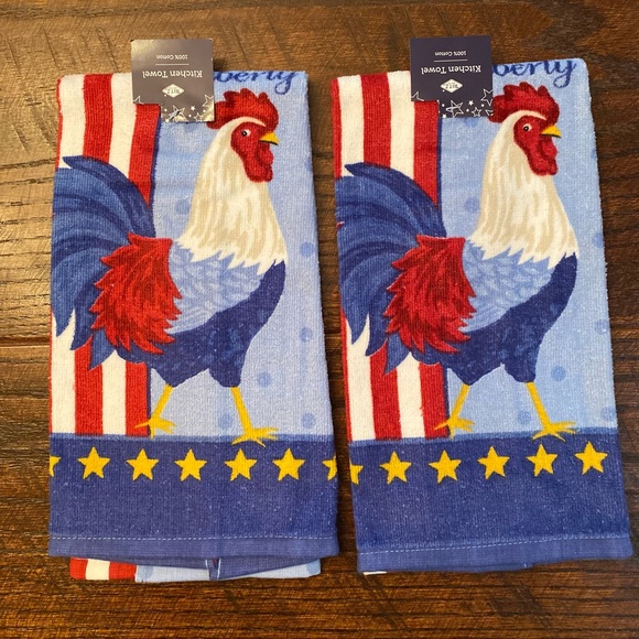 ritz | Kitchen | Patriotic Rooster Kitchen Towels Set Of 2 Farmhouse ...
